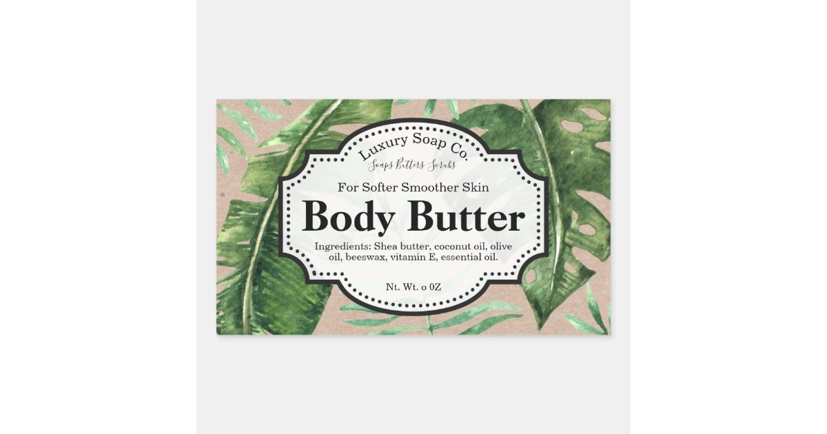 Editable Tropical Kraft Body Butter Label | Zazzle