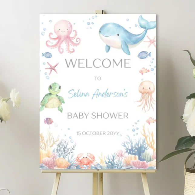 Editable Under The Sea Baby Shower Welcome Sign | Zazzle