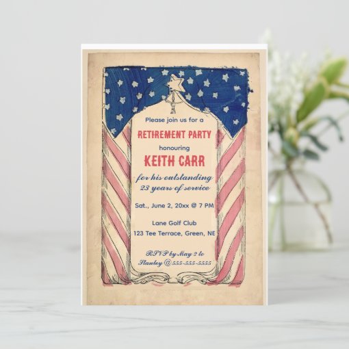 Editable USA Patriotic Retirement Invitation | Zazzle