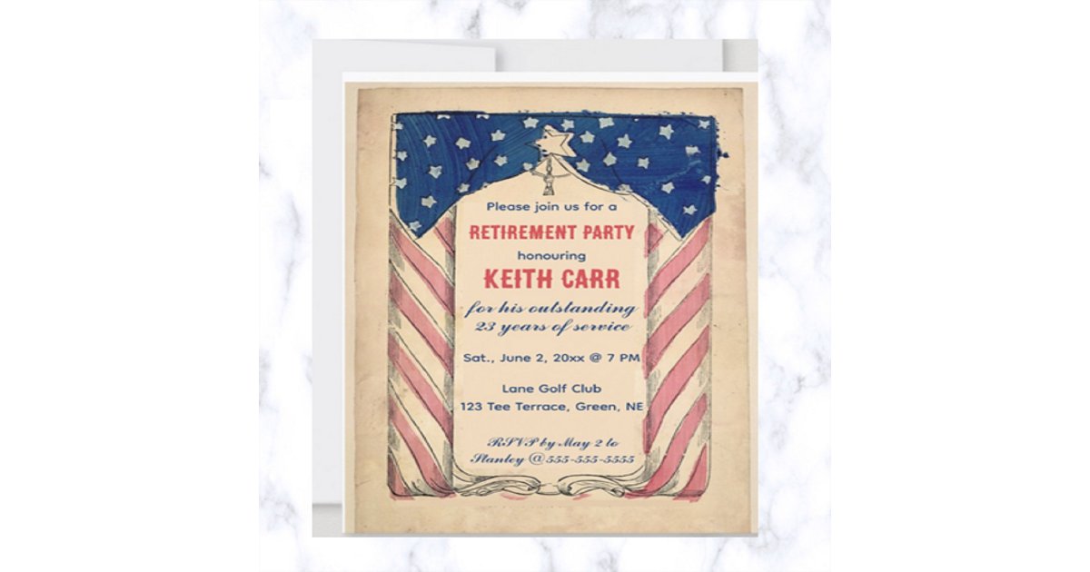 Editable USA Patriotic Retirement Invitation | Zazzle