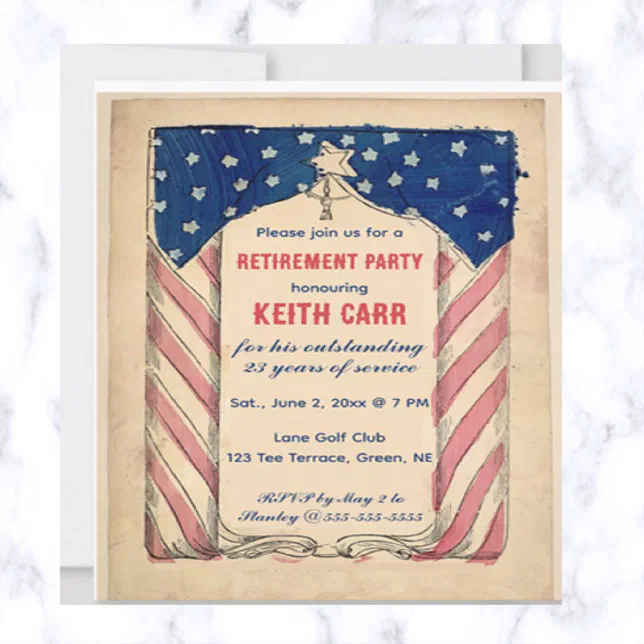 Editable USA Patriotic Retirement Invitation | Zazzle