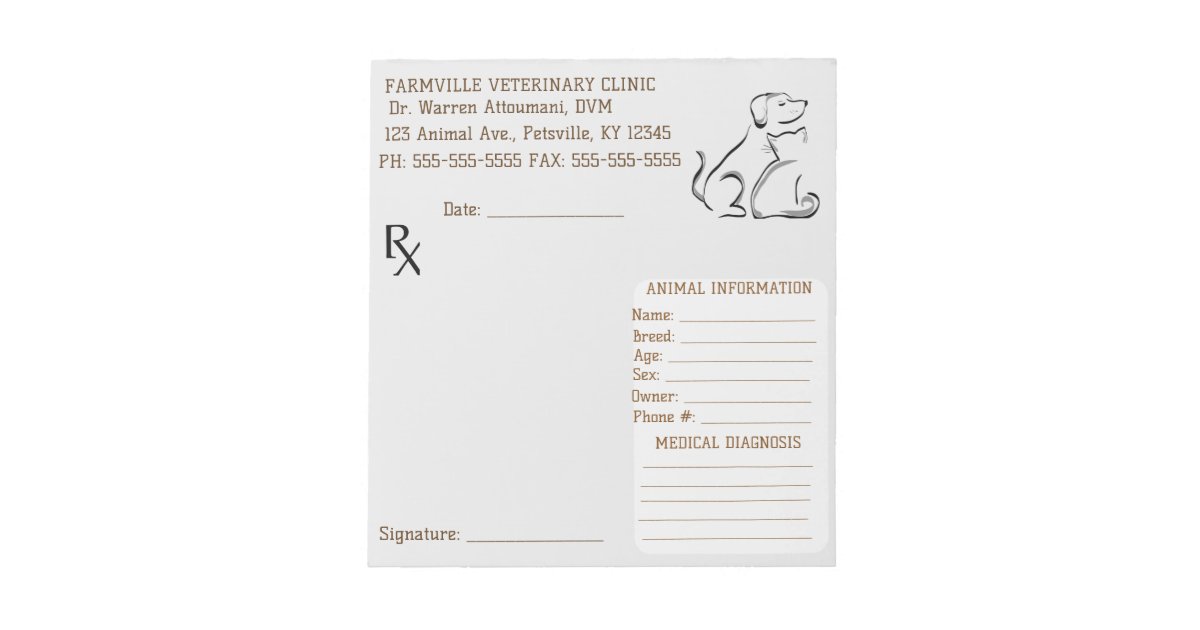 Editable Veterinary Prescription Notepad | Zazzle