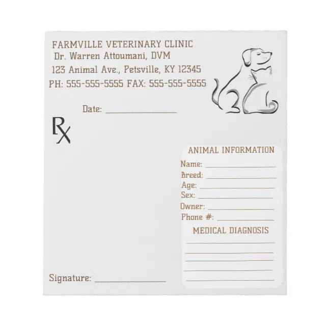 Editable Veterinary Prescription Notepad | Zazzle
