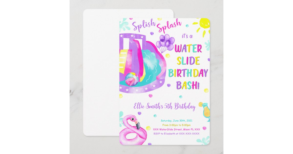 Editable Water Slide Birthday Invitation | Zazzle