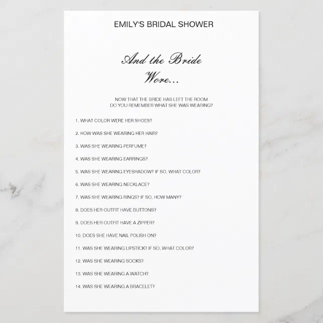 Editable What is the Bride Wearing Bridal Shower | Zazzle