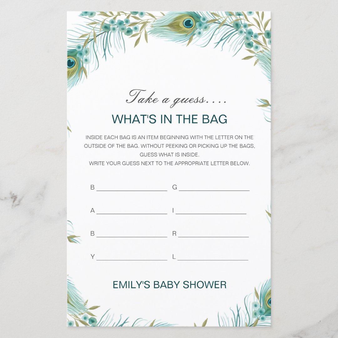 Editable What's in the Bag Baby Shower Game | Zazzle