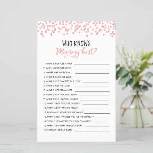 Editable Who knows Mommy Best? Baby Shower Game | Zazzle