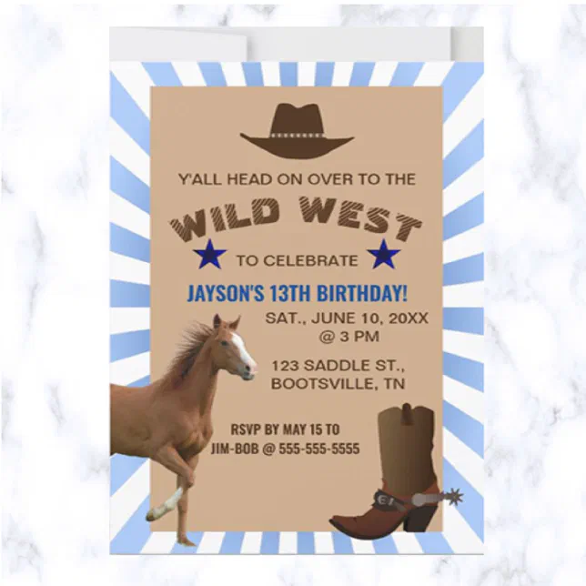 Editable Wild West Cowboy Birthday Invitation | Zazzle