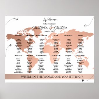 Editable World Map Seating Chart | Zazzle