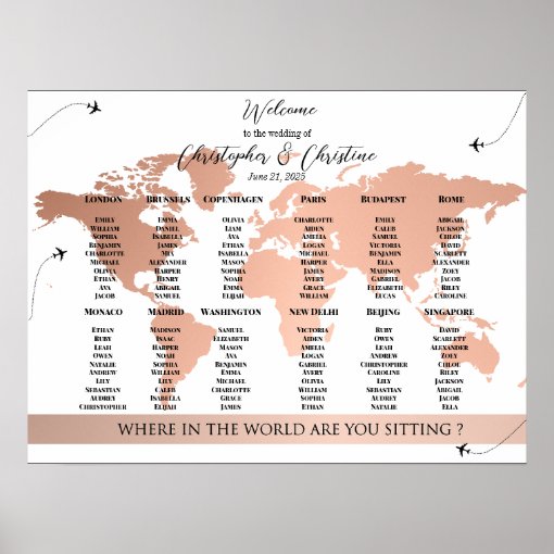 Editable World Map Seating Chart | Zazzle