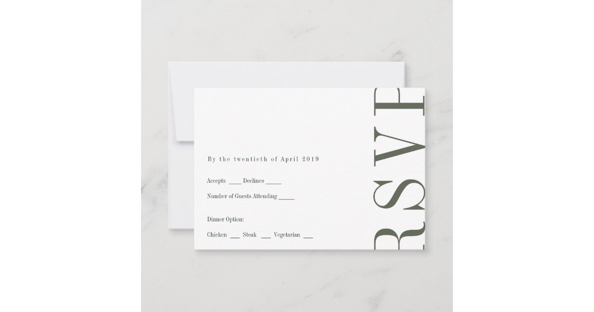 Editorial Style RSVP Card | Zazzle