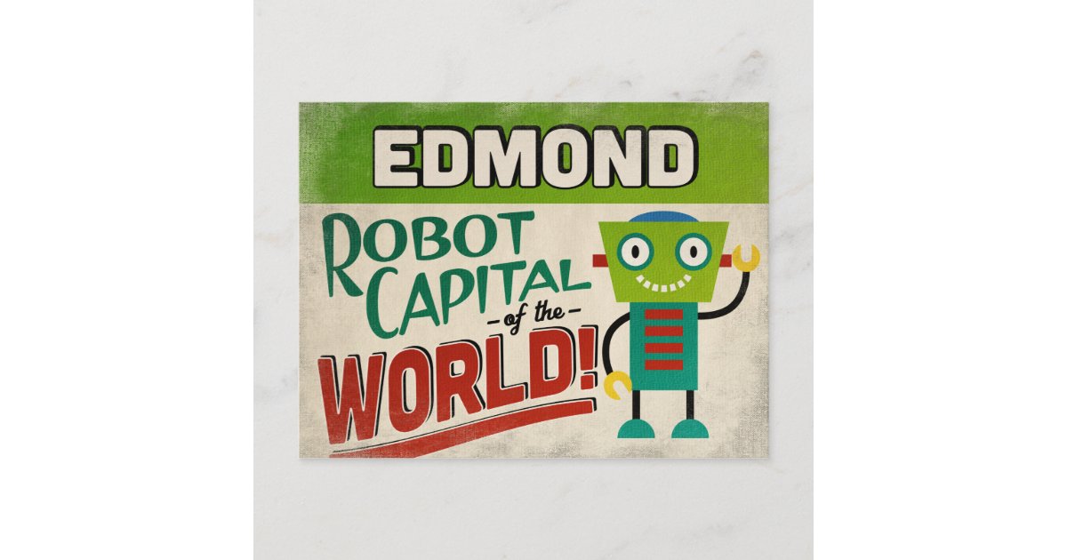 Edmond Oklahoma Robot - Funny Vintage Postcard | Zazzle