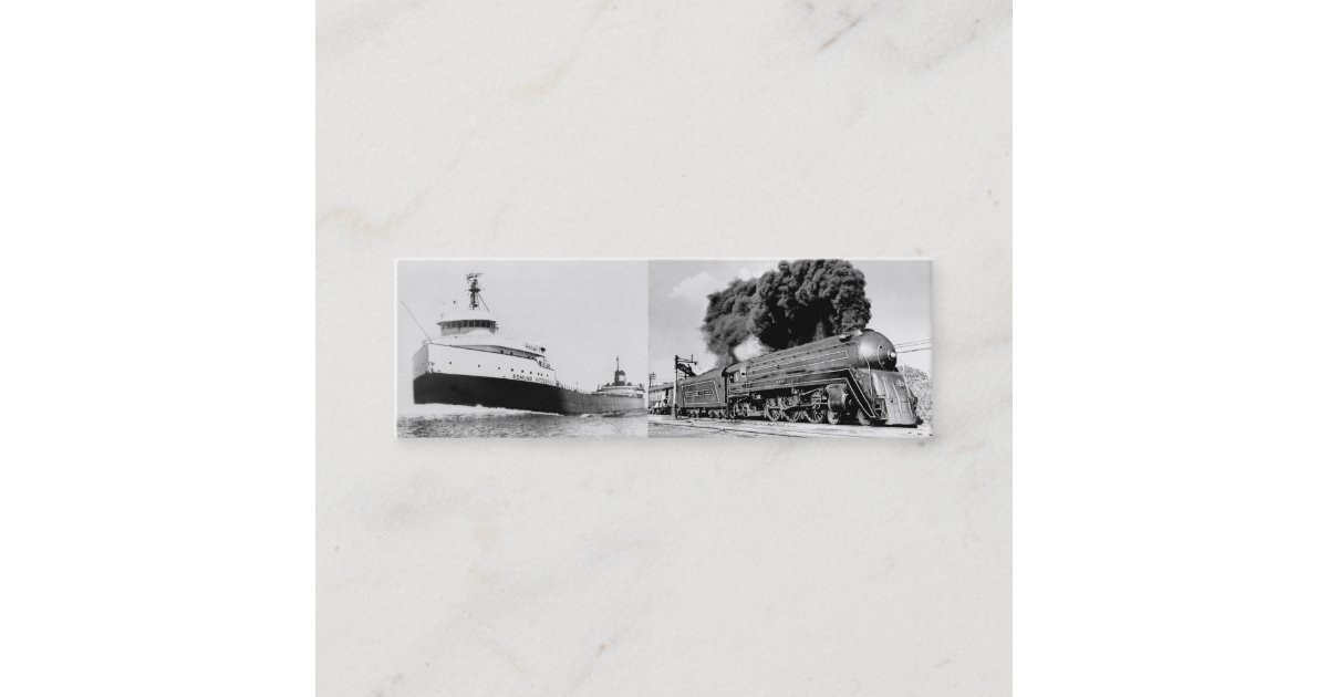 Edmund Fitzgerald and Steam Engine Mini Business Card | Zazzle