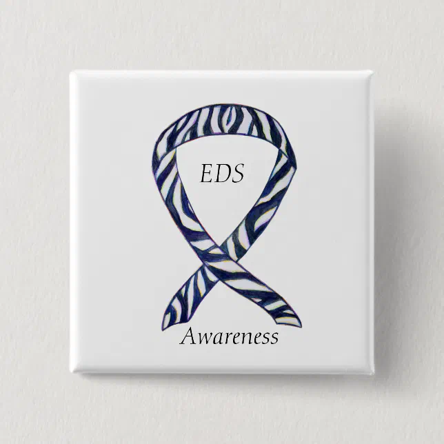 EDS Awareness Zebra Stripe Ribbon Custom Pin | Zazzle