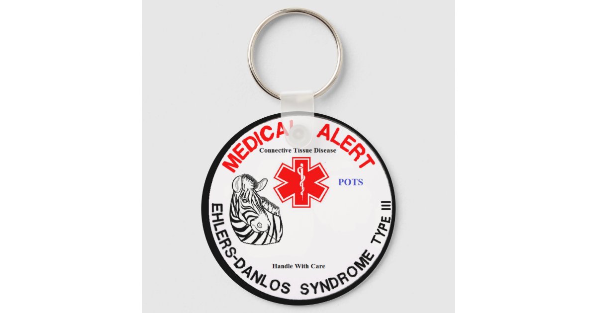 EDS Type 3 with POTS Medical Alert with Zebra Keyc Keychain | Zazzle