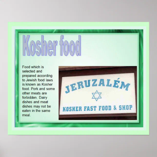 Education, Judaism, Kosher Food Poster | Zazzle