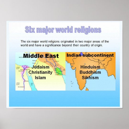 Education, Six Major World Religions Poster | Zazzle.com