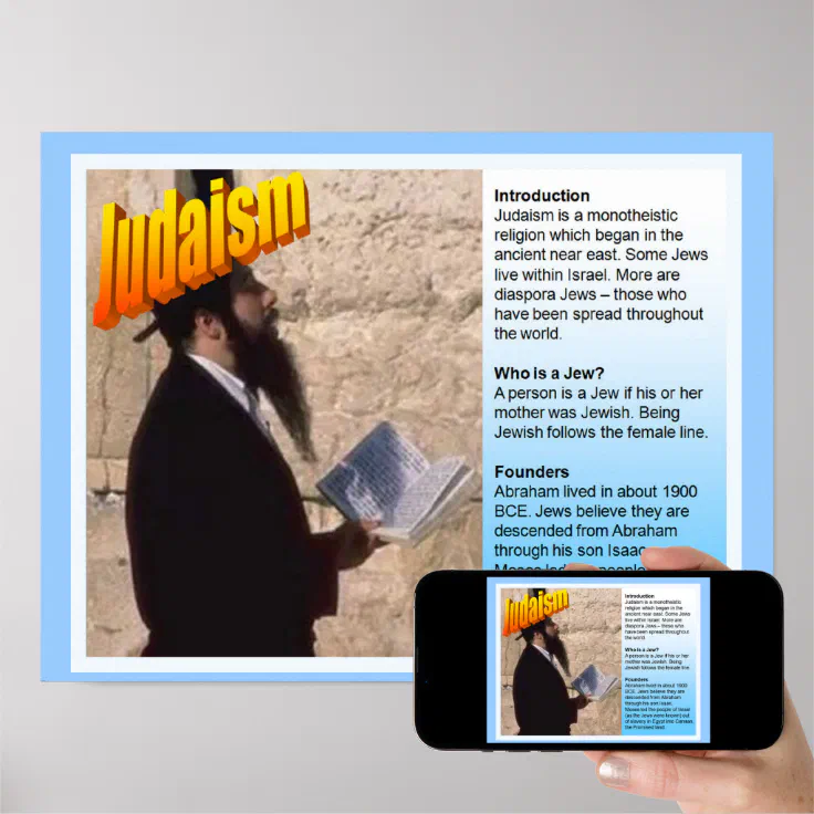 Education, World Religions, Judaism Fact File Poster | Zazzle
