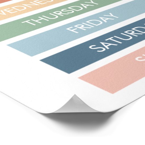 Educational Days of the Week | Homeschool Poster | Zazzle