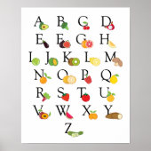 Educational Fruit Vegetable ABC Alphabet Classroom Poster | Zazzle
