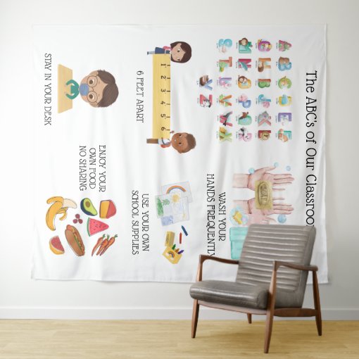 Educational Learning Classroom Covid Rules Tapestry | Zazzle