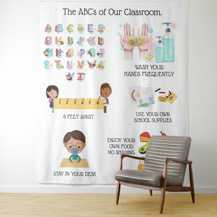 Educational Learning Classroom Covid Rules Tapestry | Zazzle.com