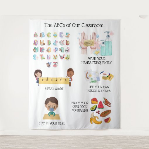 Educational Learning Classroom Covid Rules Tapestry | Zazzle