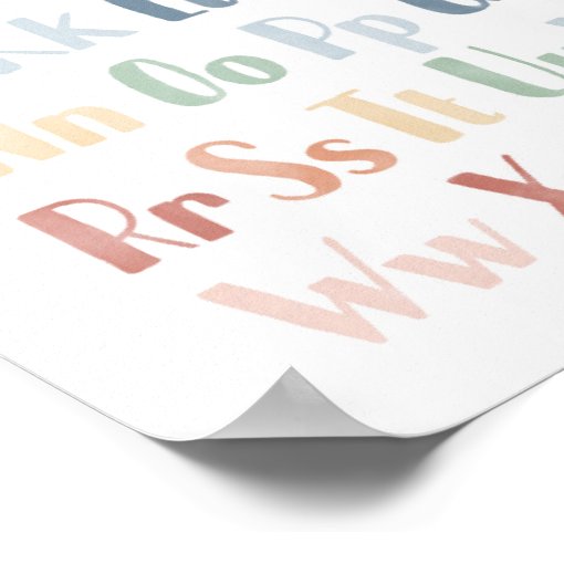 Educational Rainbow Watercolor Alphabet Poster | Zazzle