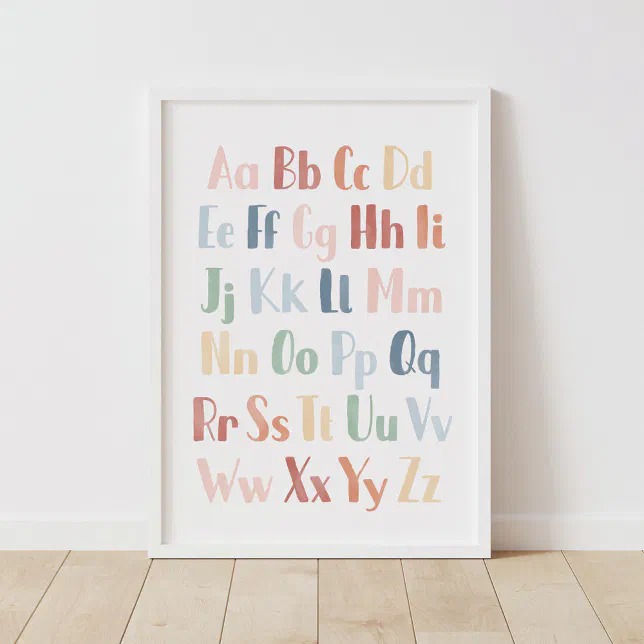 Educational Rainbow Watercolor Alphabet Poster | Zazzle