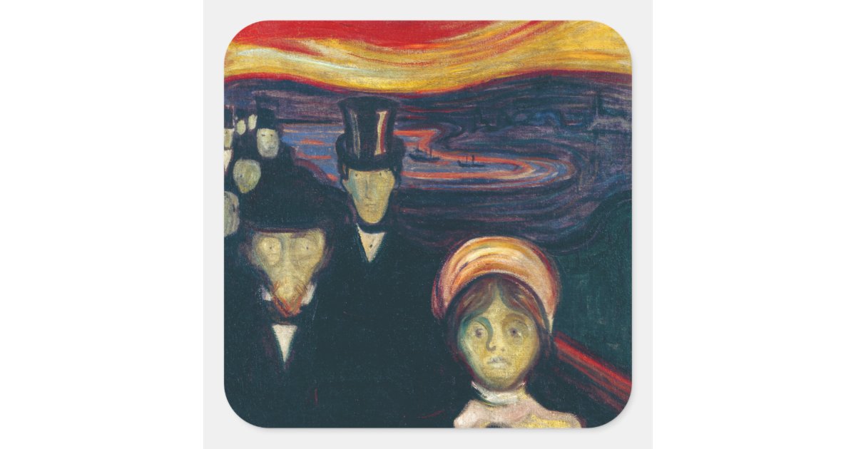 Edvard Munch - Anxiety Square Sticker | Zazzle