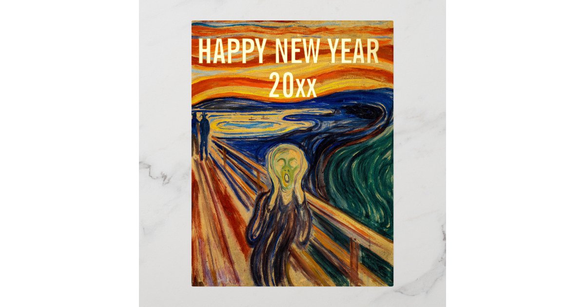 Edvard Munch - Happy New Year from the Scream Foil Holiday Postcard ...