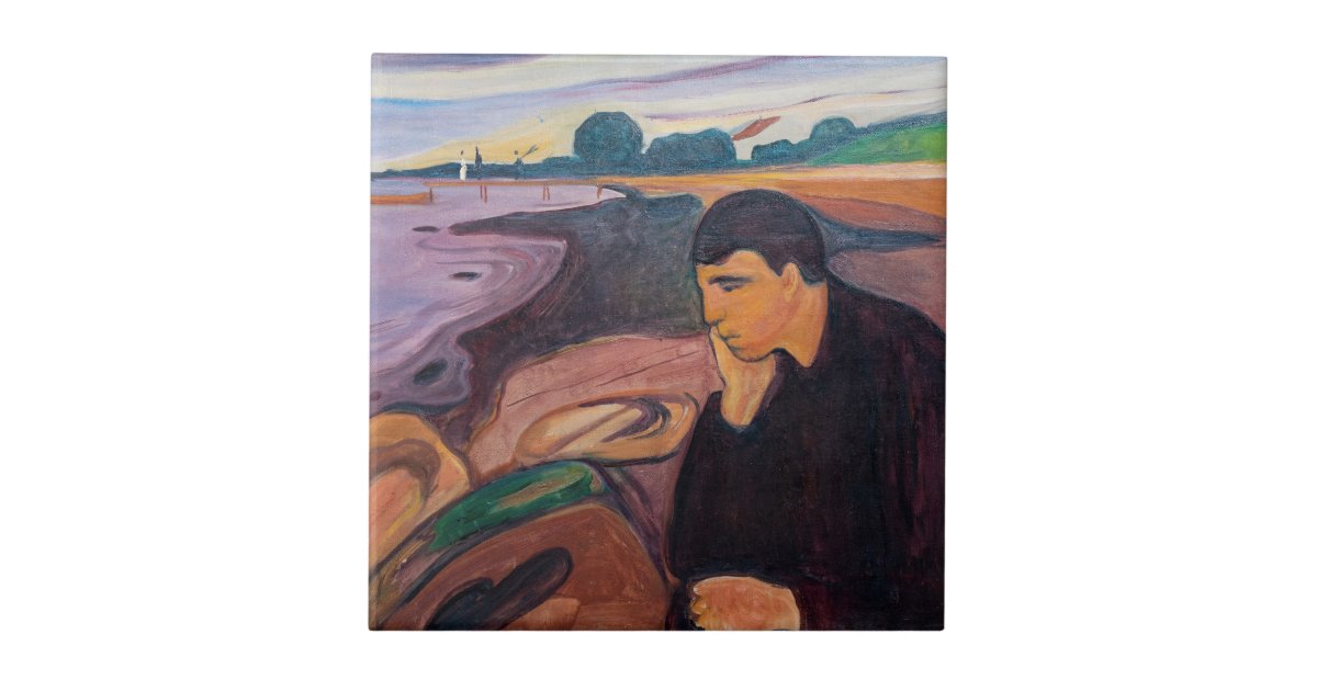 Edvard Munch - Melancholy 1894 Ceramic Tile | Zazzle