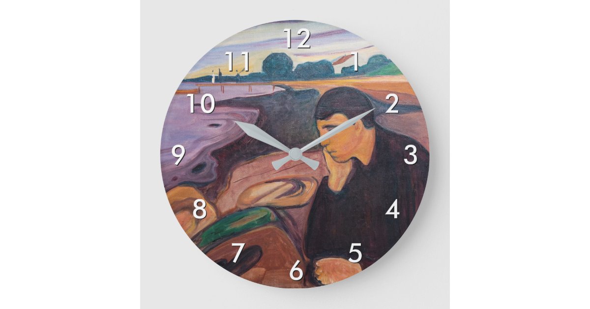 Edvard Munch - Melancholy 1894 Large Clock | Zazzle