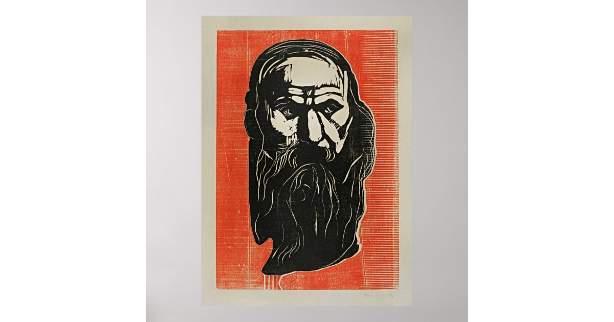 Edvard Munch’s Head of an Old Man with Beard Poster | Zazzle