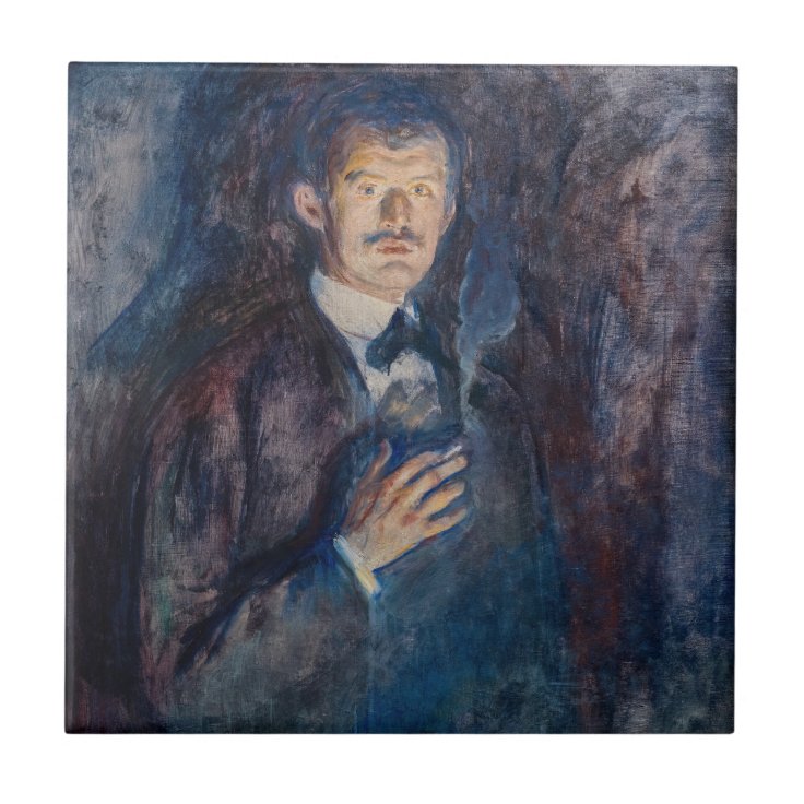 Edvard Munch - Self-Portrait with Cigarette Ceramic Tile | Zazzle