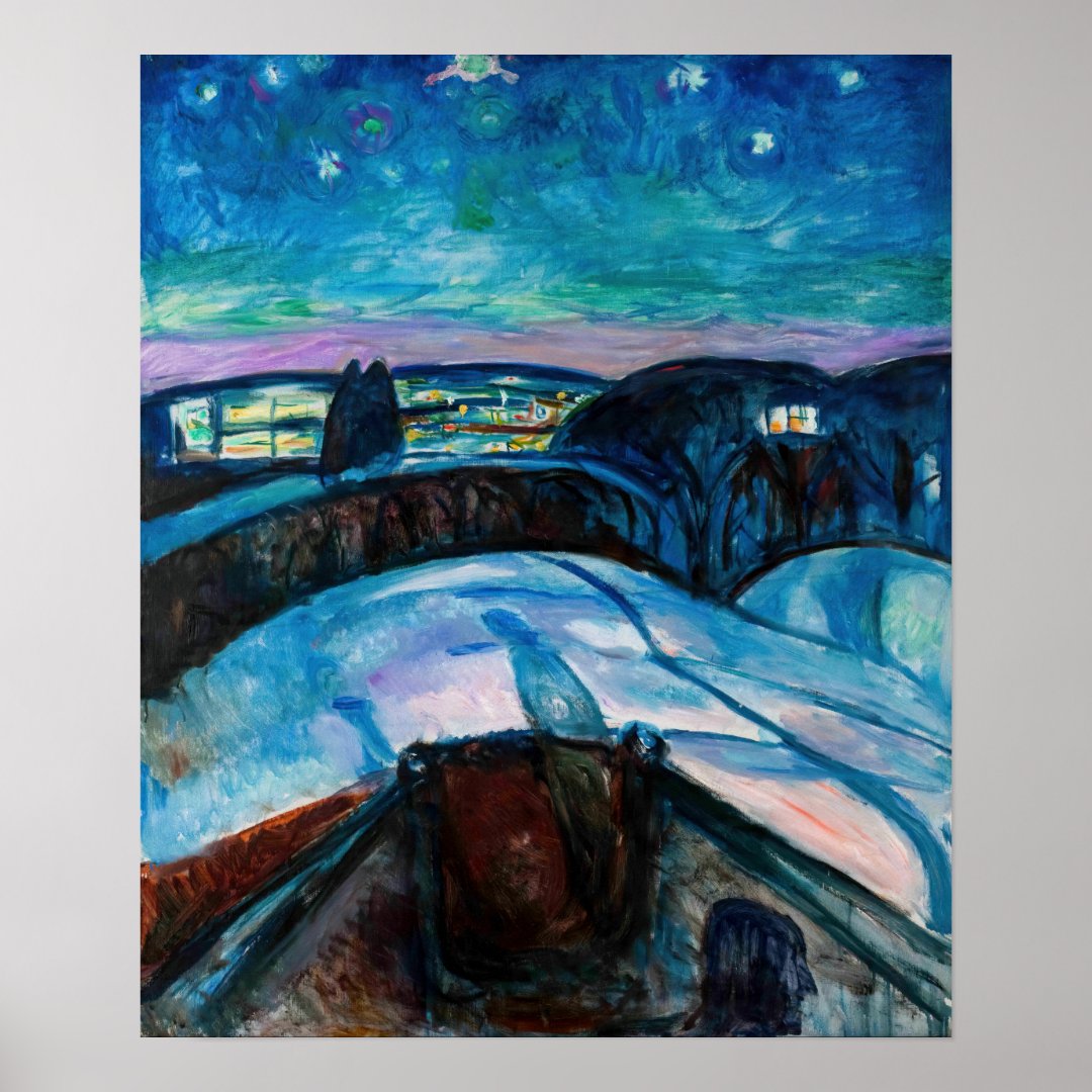 Edvard Munch - Starry Night 1922 Poster | Zazzle Edvard Munch - Starry Night 1922 Poster | Zazzle