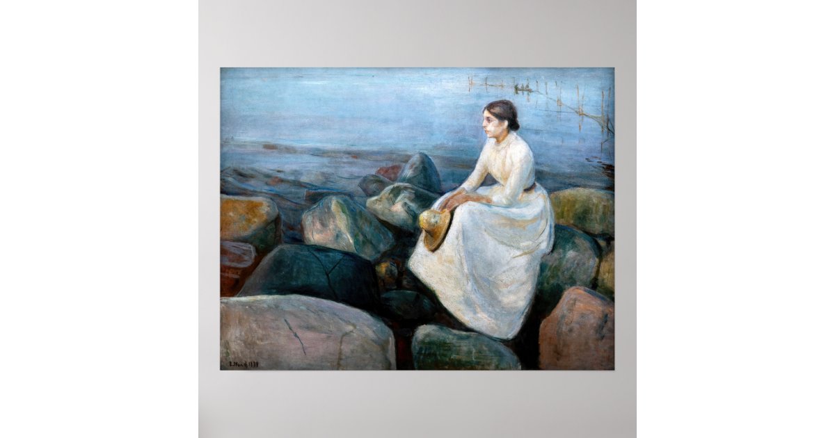 Edvard Munch - Summer Night, Inger on the Beach Poster | Zazzle