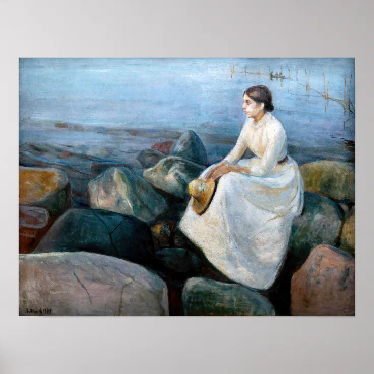 Edvard Munch - Summer Night, Inger on the Beach Poster | Zazzle