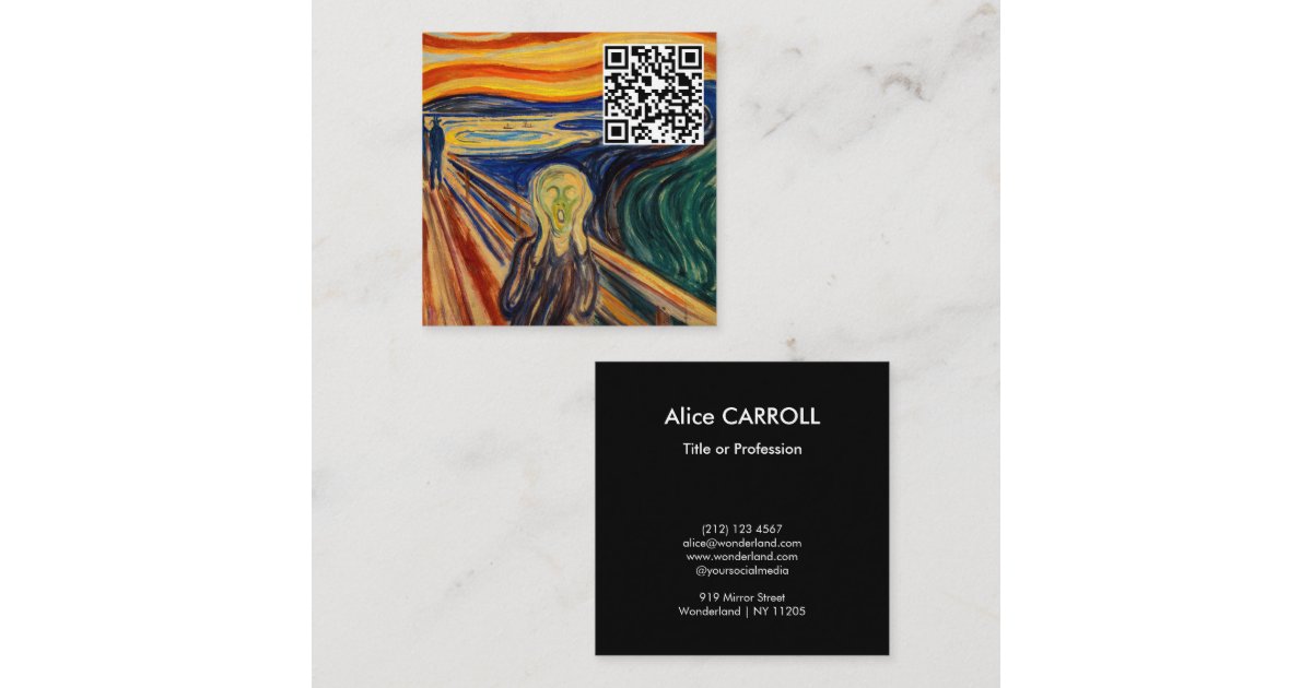 Edvard Munch - The Scream 1910 - QR Code Square Business Card | Zazzle
