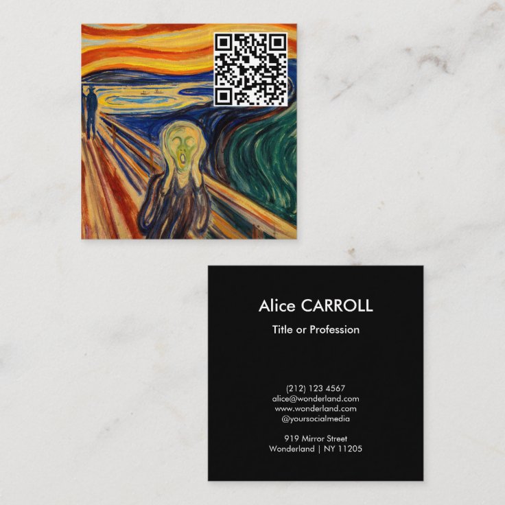 Edvard Munch - The Scream 1910 - QR Code Square Business Card | Zazzle