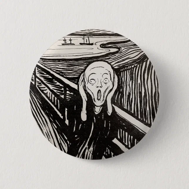 Edvard Munch The Scream Lithograph Print Famous Button | Zazzle