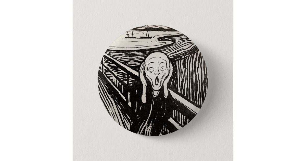 Edvard Munch The Scream Lithograph Print Famous Button | Zazzle