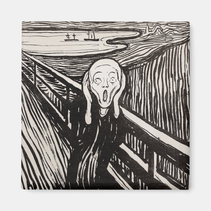 Edvard Munch The Scream Lithograph Print Famous Magnet | Zazzle