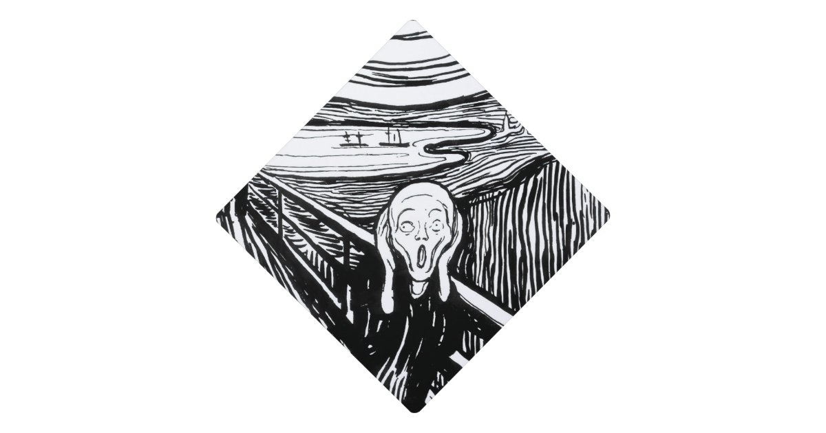 Edvard Munch - The Scream Lithography Graduation Cap Topper | Zazzle