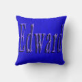 Edward Name Logo On Blue Mosaic, Throw Pillow | Zazzle