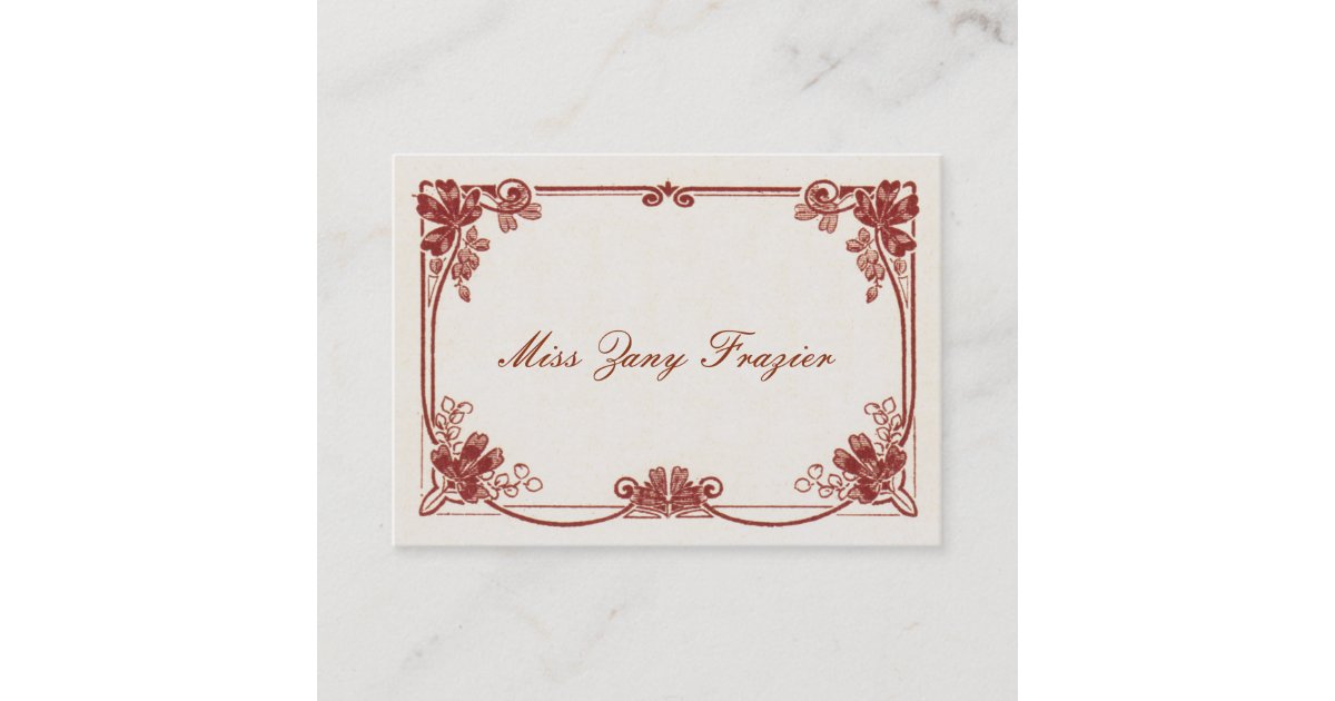 Edwardian French Social Calling Card | Zazzle