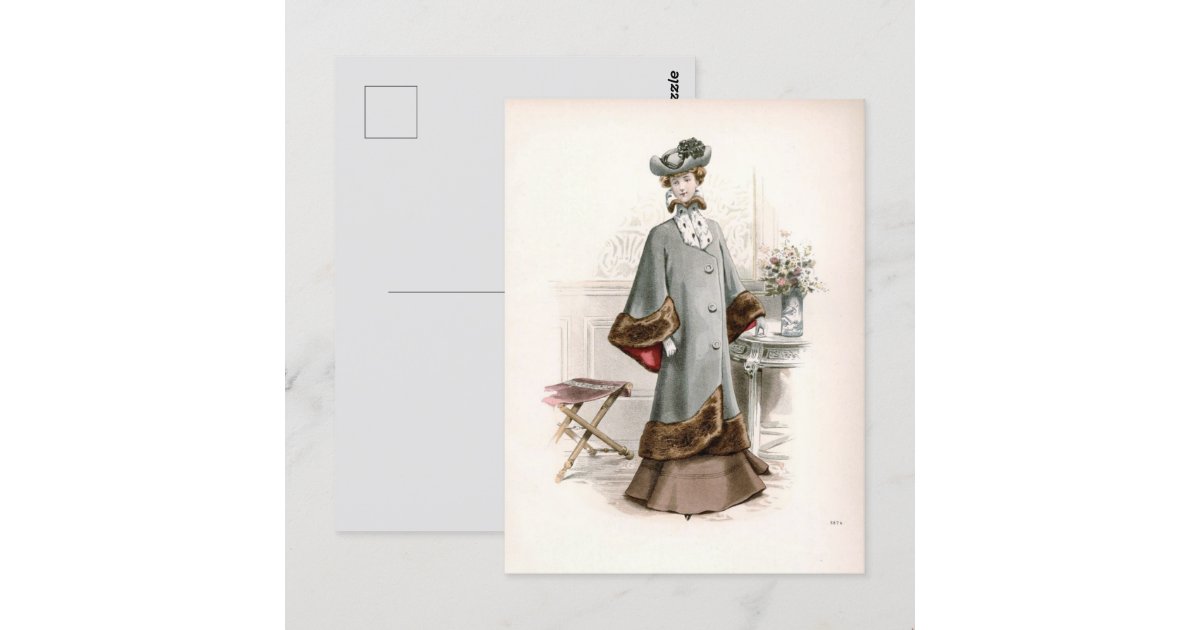Edwardian Lady In A Fine Coat Vintage Fashion Postcard | Zazzle