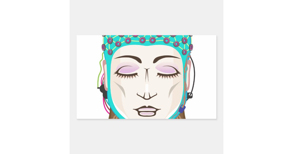 EEG device Mind reading scanning Brain signals Rectangular Sticker | Zazzle