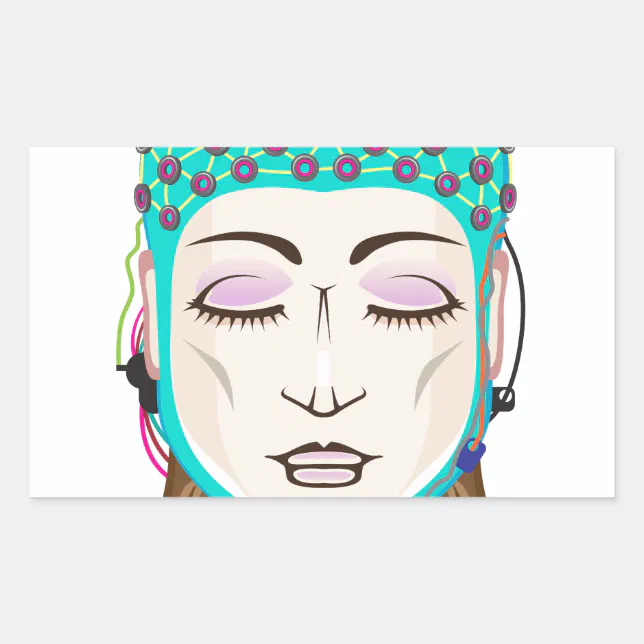 EEG device Mind reading scanning Brain signals Rectangular Sticker | Zazzle
