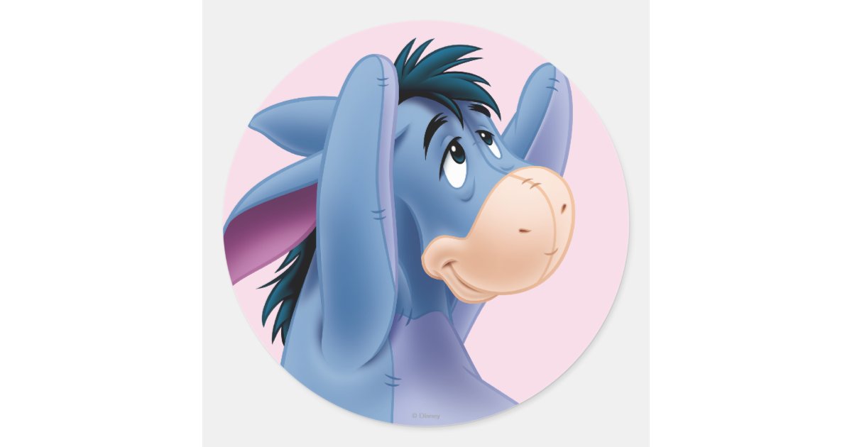 Eeyore 5 classic round sticker | Zazzle